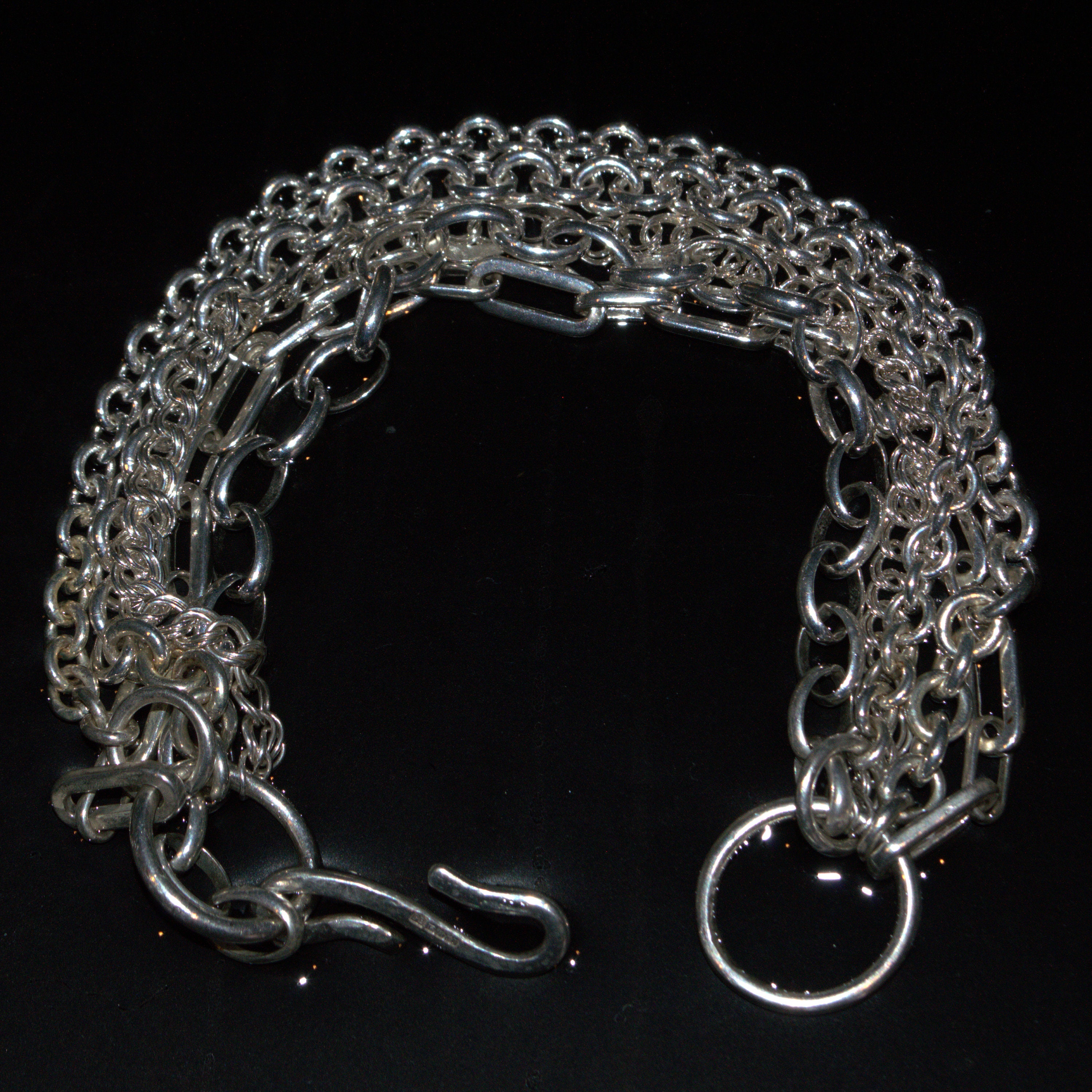 Multi Chain Solid Silver Bracelet - Etsy