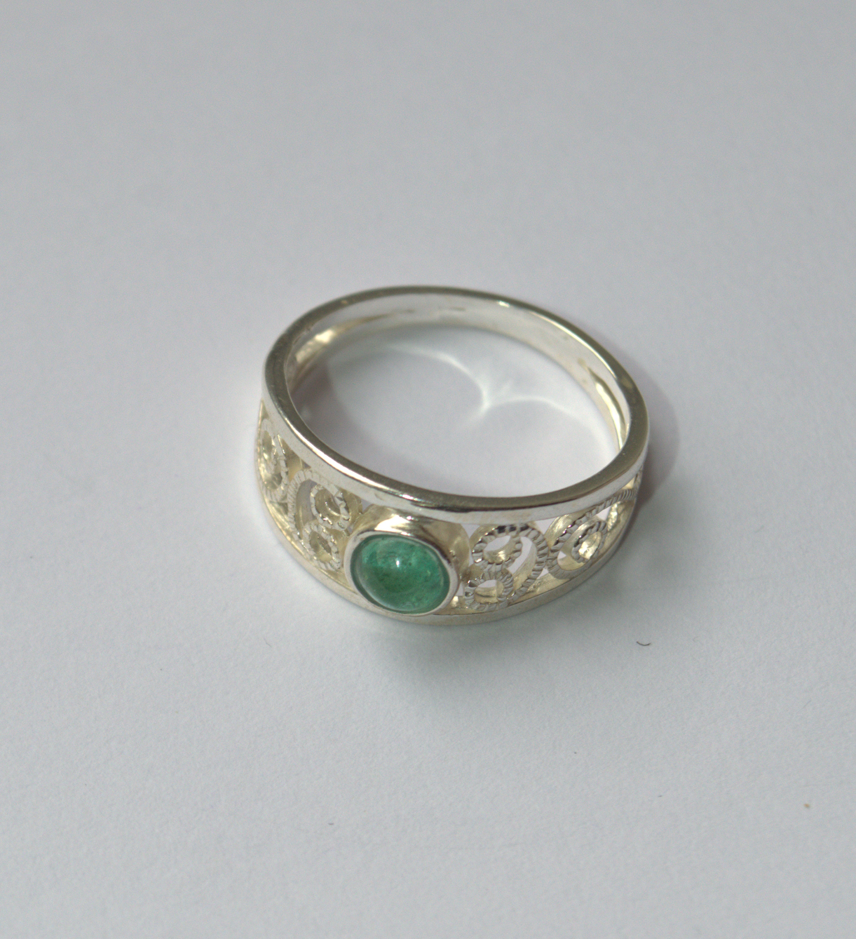 Emerald and Sterling Silver Ring - Etsy