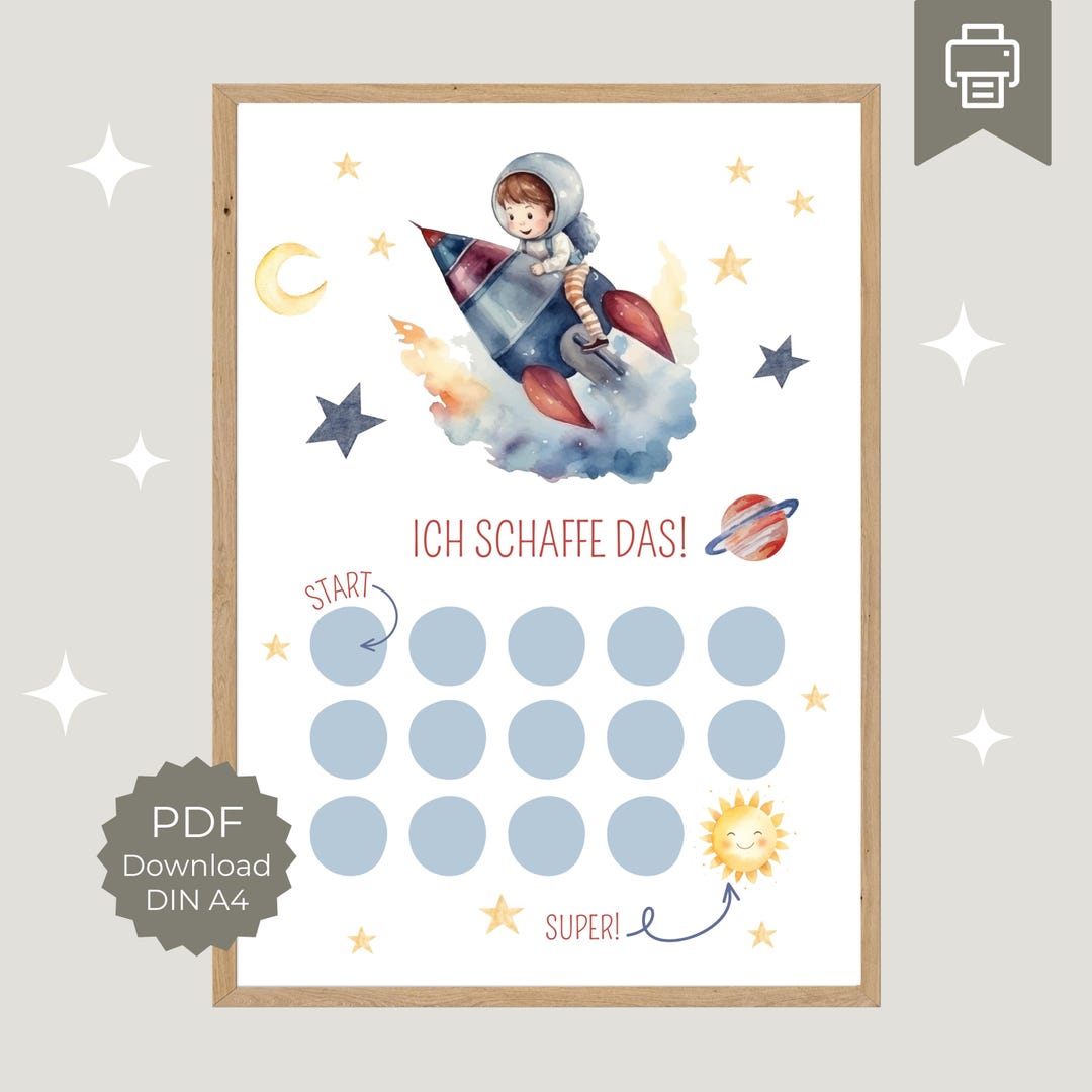 Reward Chart for Children Rocket Astronaut, Playfully Easy to Learn ...