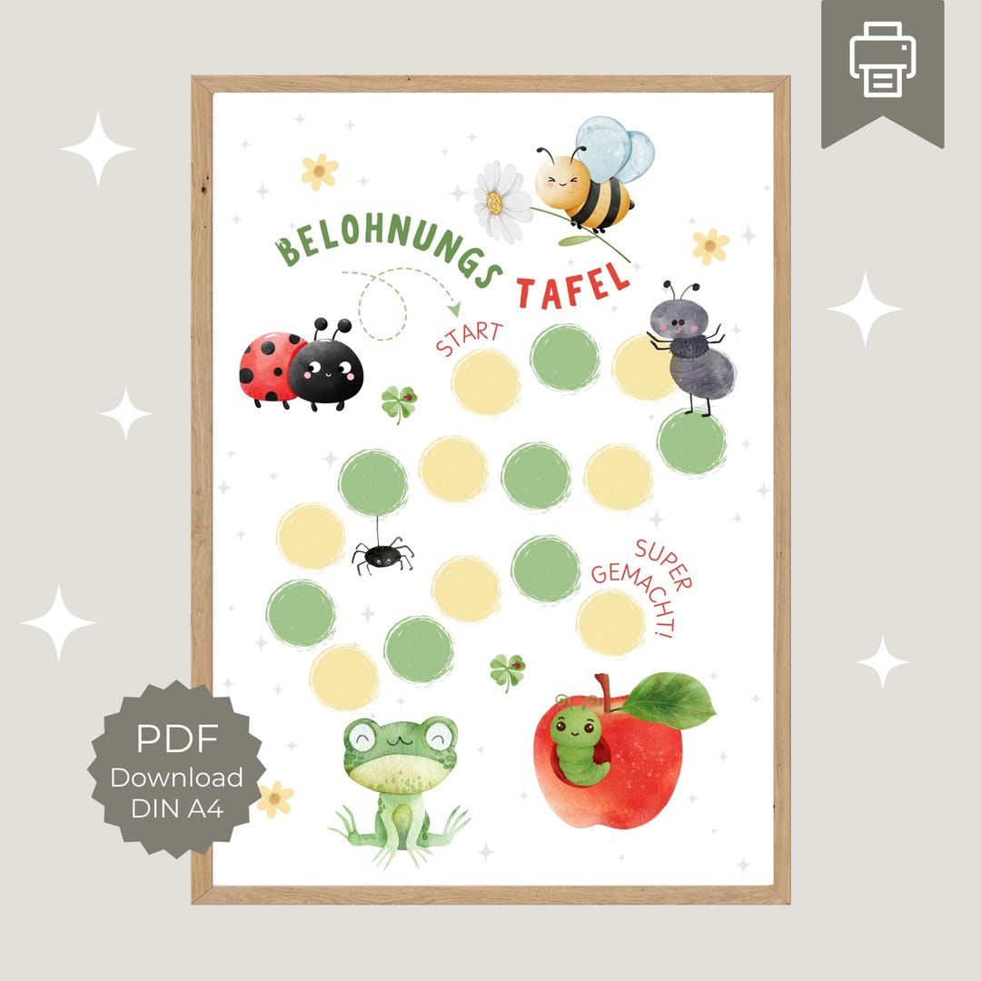 Reward Chart for Children Beetles, Playfully Learn Routines, Motivation ...