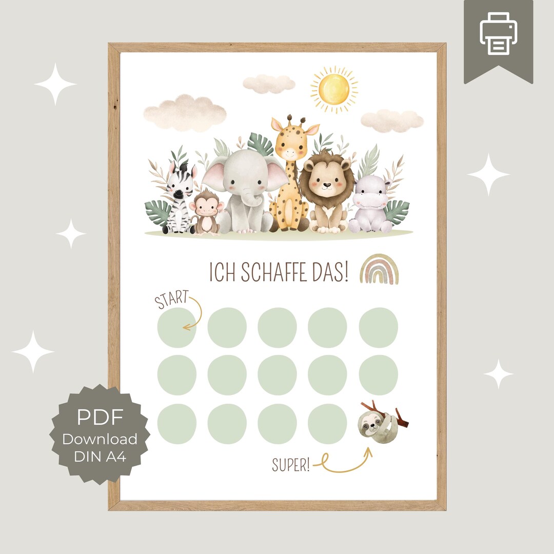 Reward Chart for Children Safari Animals, Playfully Easy to Learn ...