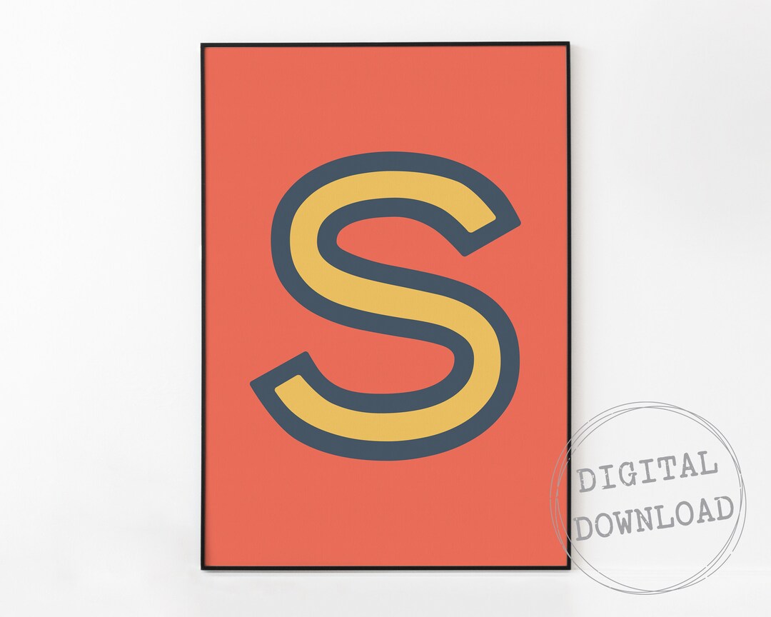 Letter S, Funky Initial Print, Instant Download, Colorful Teen Room ...