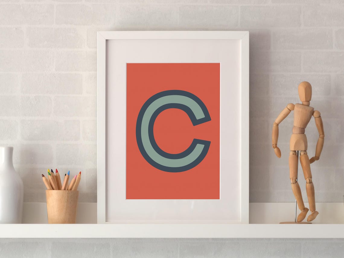 Funky Letter C Print: Colorful Initial Typography (digital Download) - Etsy