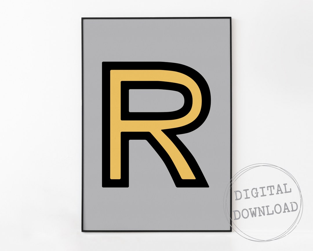 Funky Letter R, Instant Download, Custom Initial Print, Bold Typography ...