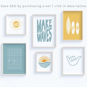 Shaka Hand Sign, Printable Wall Art: Minimalist Surf Decor (digital ...