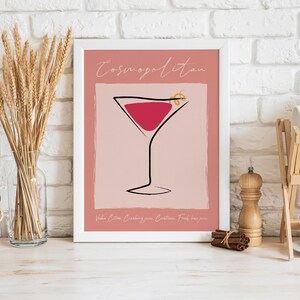 Cosmopolitan Cocktail Printable Poster, Colorful Bar Cart Decor, Funky ...
