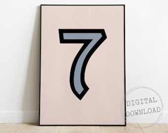 Number Seven Poster - Etsy