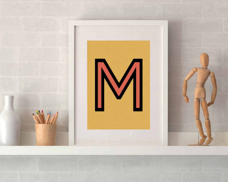 Funky Letter M Printable Wall Art Custom Colors Available - Etsy