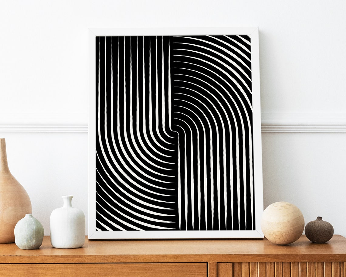 Black and White Abstract Arch Line Art Printable Wall Art - Etsy