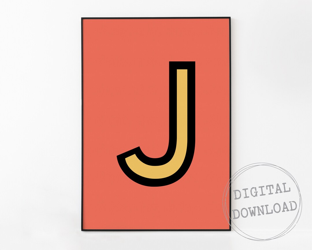 Printable Poster, Funky Letter J, Instant Download, Multiple Colors ...