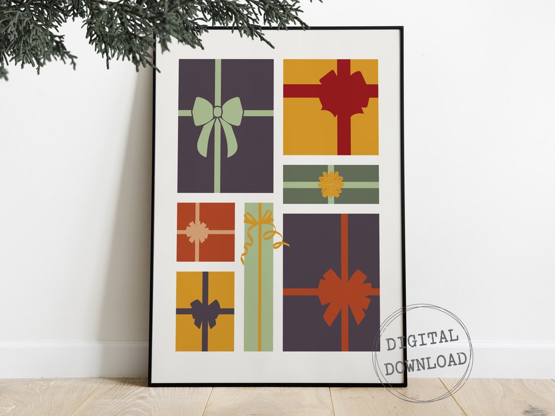 Colorful Christmas Presents Print: Funky Holiday Decor (digital ...