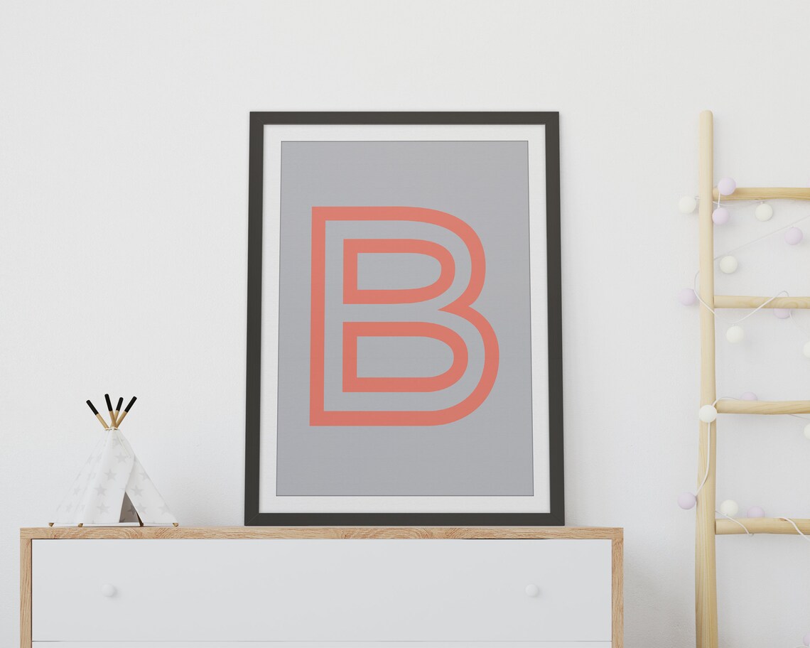 Funky Letter B Instant Download Custom Initial Print Pink - Etsy