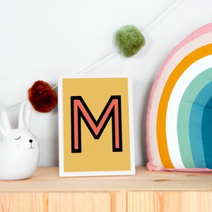 Funky Letter M Printable Wall Art, Custom Colors Available, Instant ...