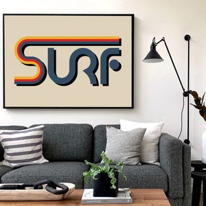 Retro Printable Art, Surf Typography Poster, Colorful Type Print ...