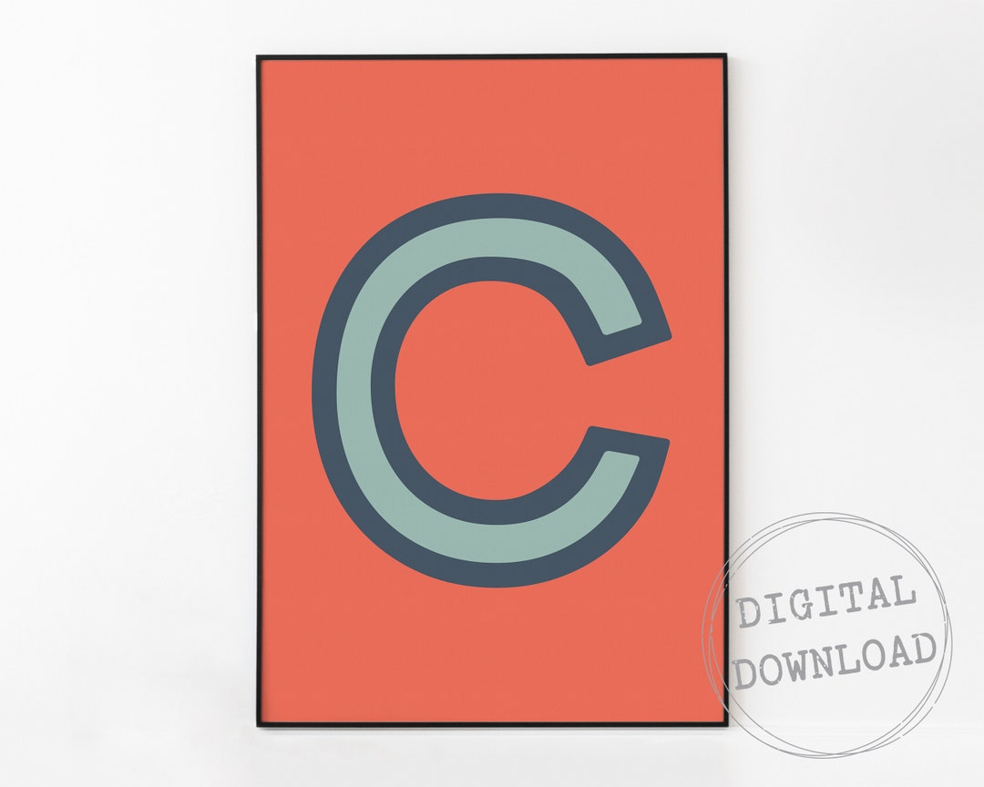 Funky Letter C, Printable Wall Art, Typography Poster, Colorful Initial ...