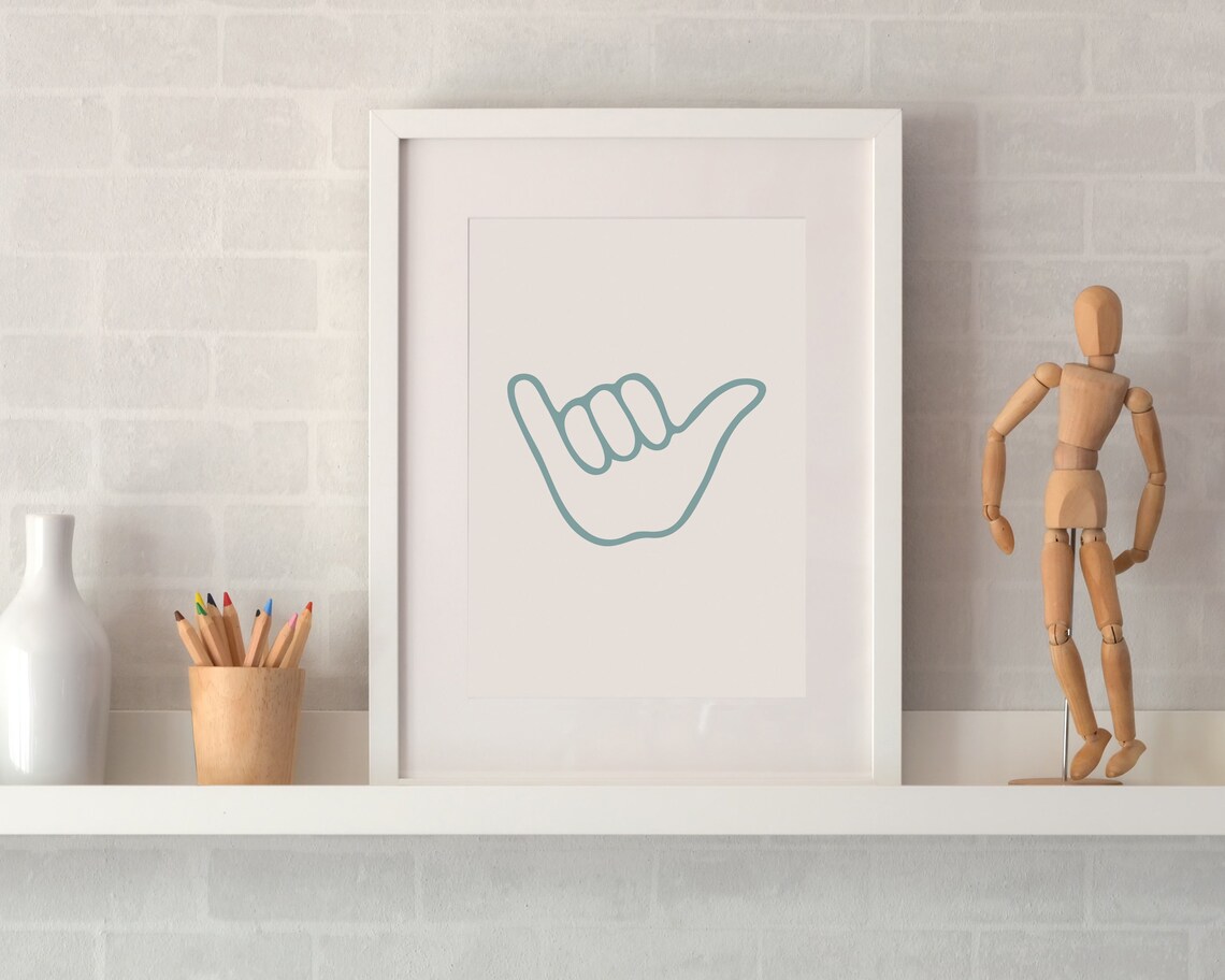 Shaka Hand Sign Printable Wall Art Hang Loose Minimalist | Etsy