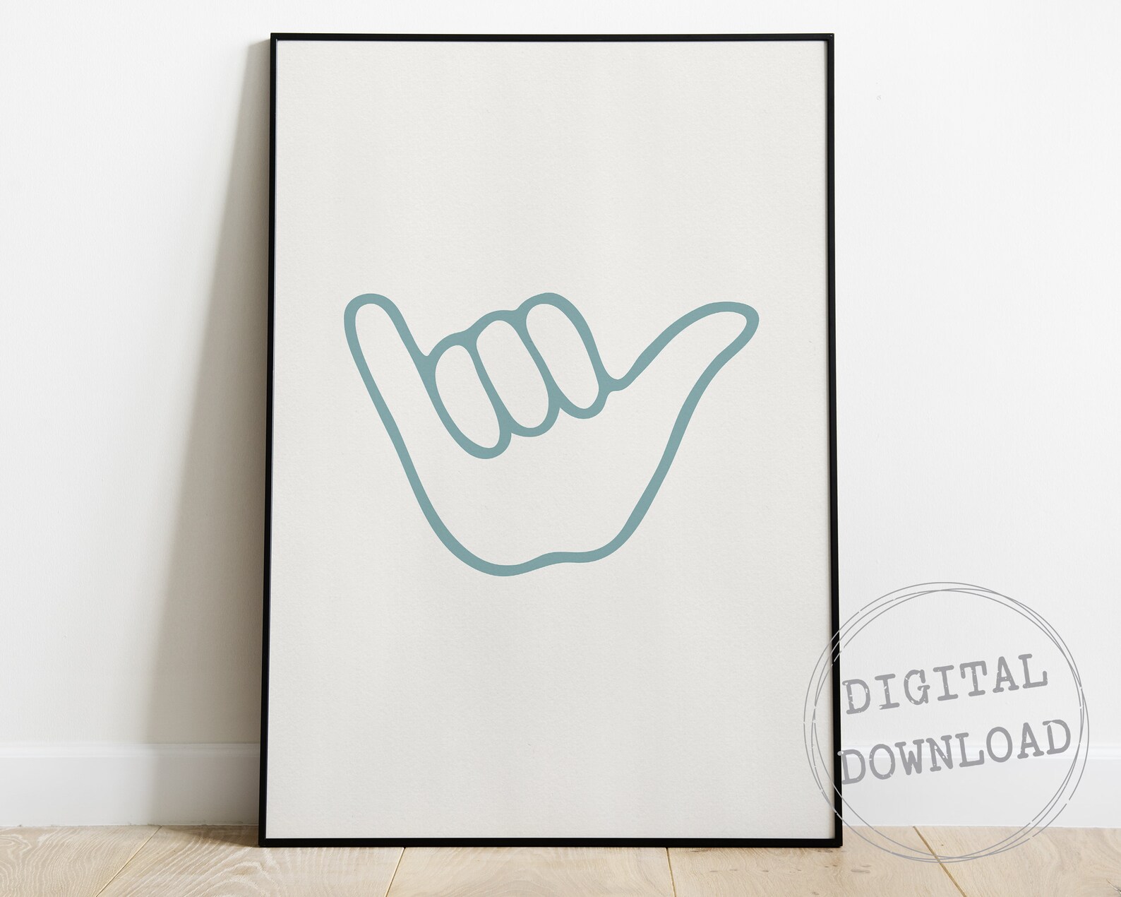 Shaka Hand Sign Printable Wall Art Hang Loose Minimalist | Etsy