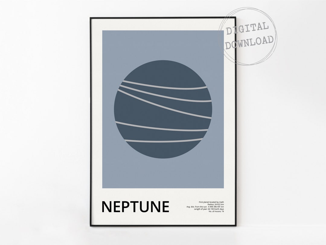 Neptune Print, Printable Wall Art, Retro Space Poster, Science Print ...