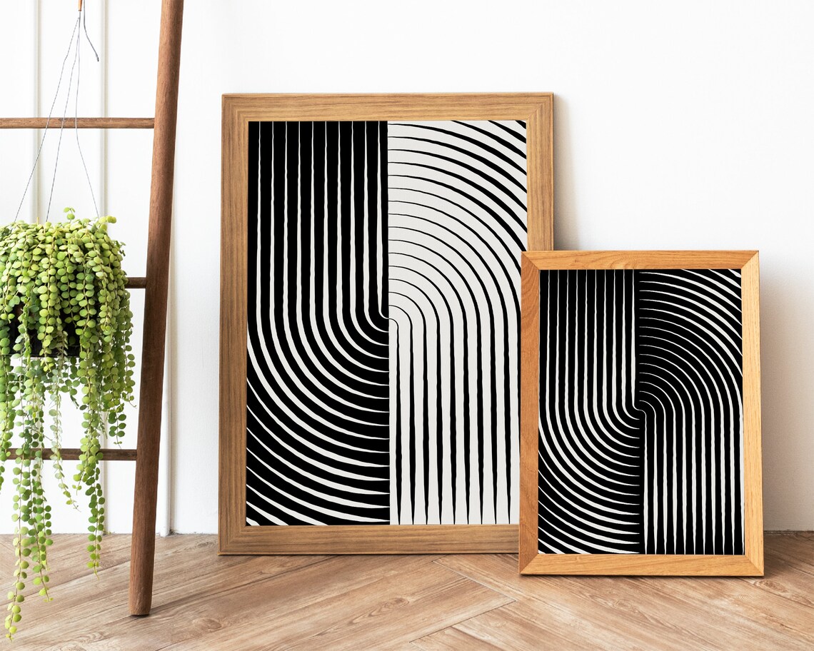 Black and White Abstract Arch Line Art Printable Wall Art - Etsy