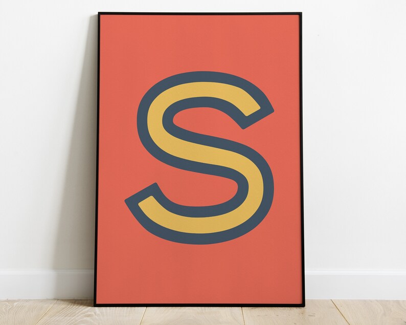 Letter S Funky Initial Print Instant Download Colorful Teen - Etsy