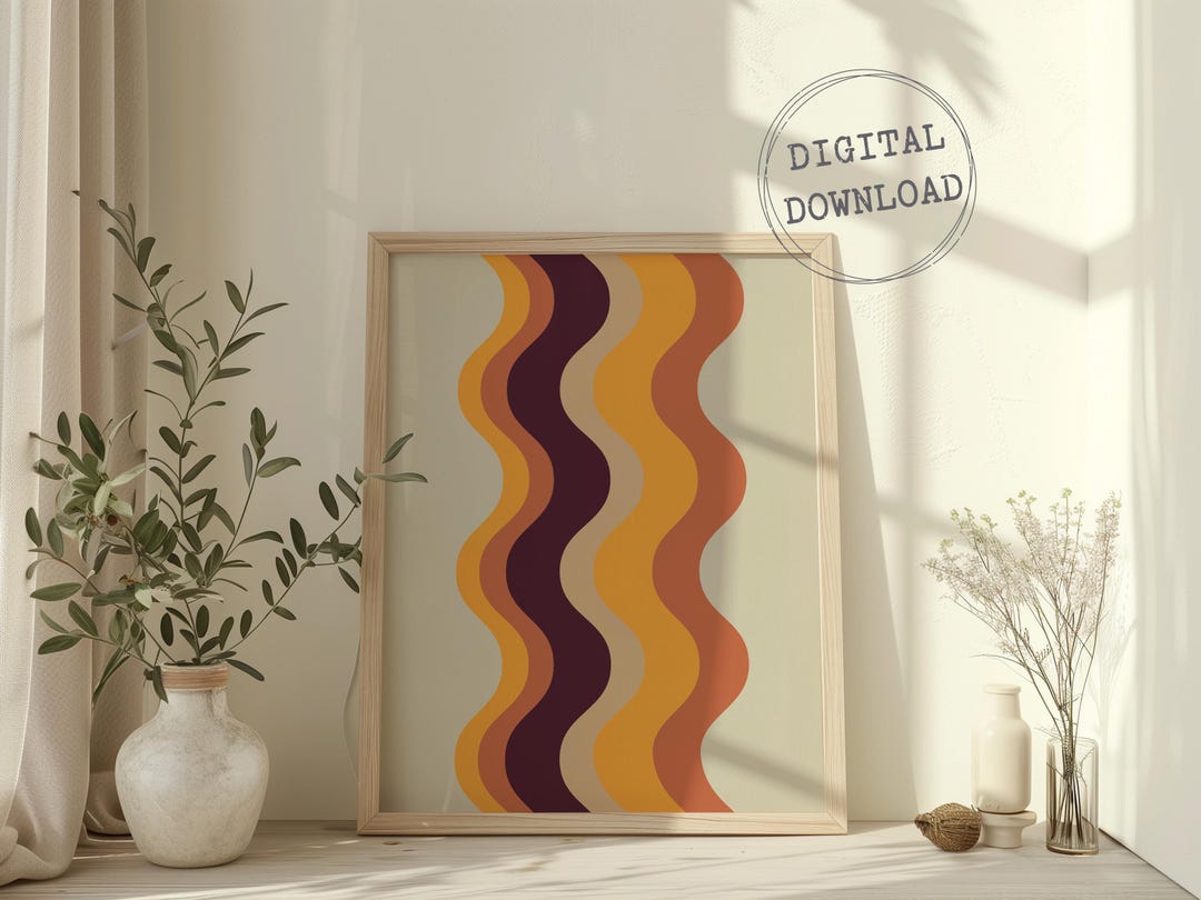 Retro Hippie Waves, Printable Wall Art, Good Vibes Print, 70s Groovy ...