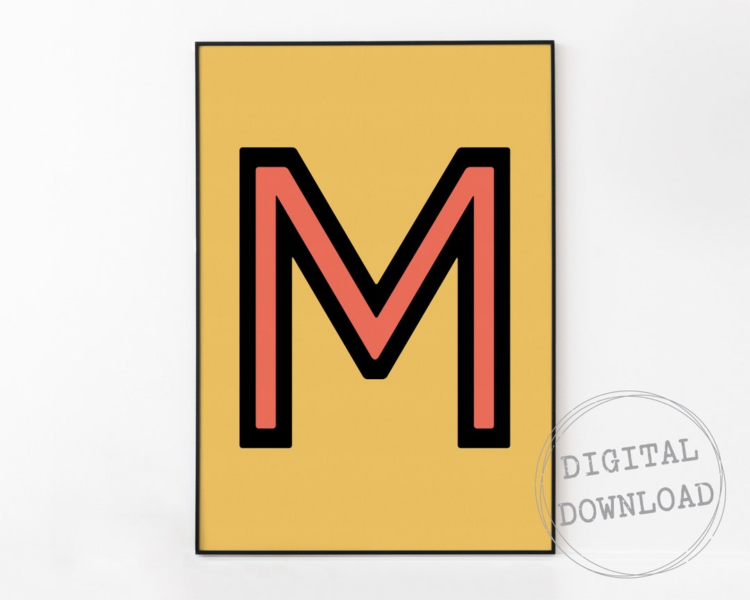Funky Letter M Printable Wall Art, Custom Colors Available, Instant ...