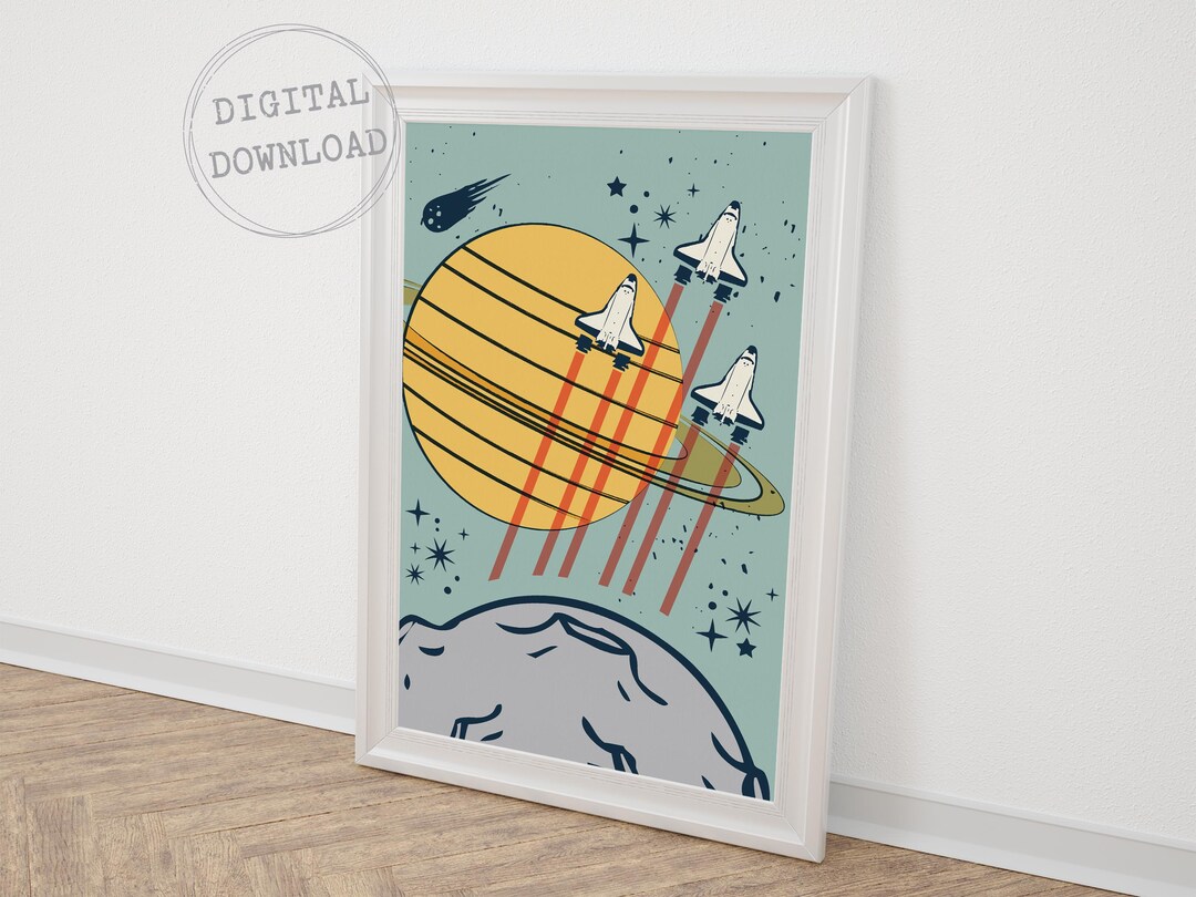 Retro Space Travel Poster: Planets & Rockets Print (digital Download ...
