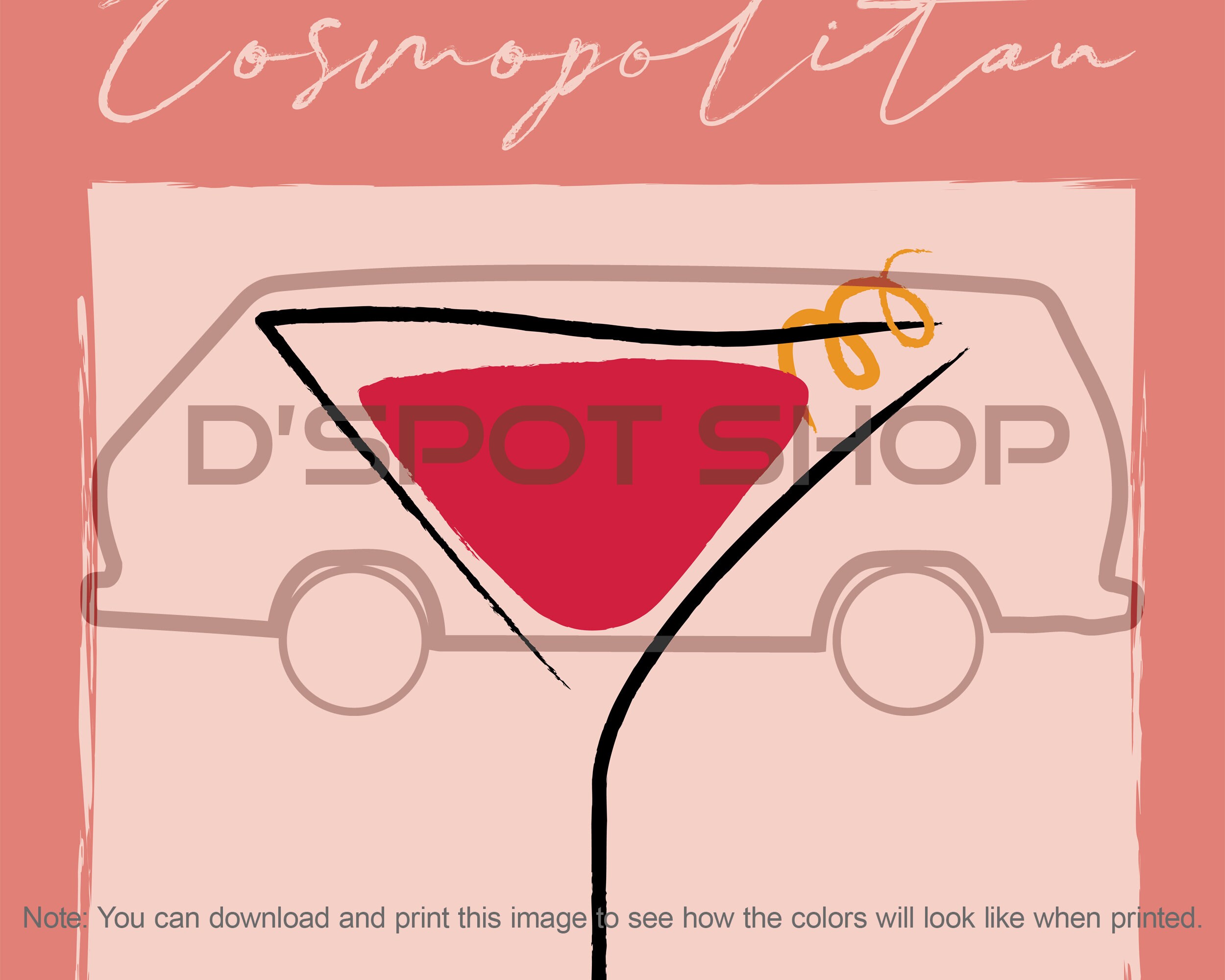 Cosmopolitan Cocktail Printable Poster Colorful Bar Cart - Etsy