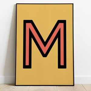 Funky Letter M Printable Wall Art, Custom Colors Available, Instant ...