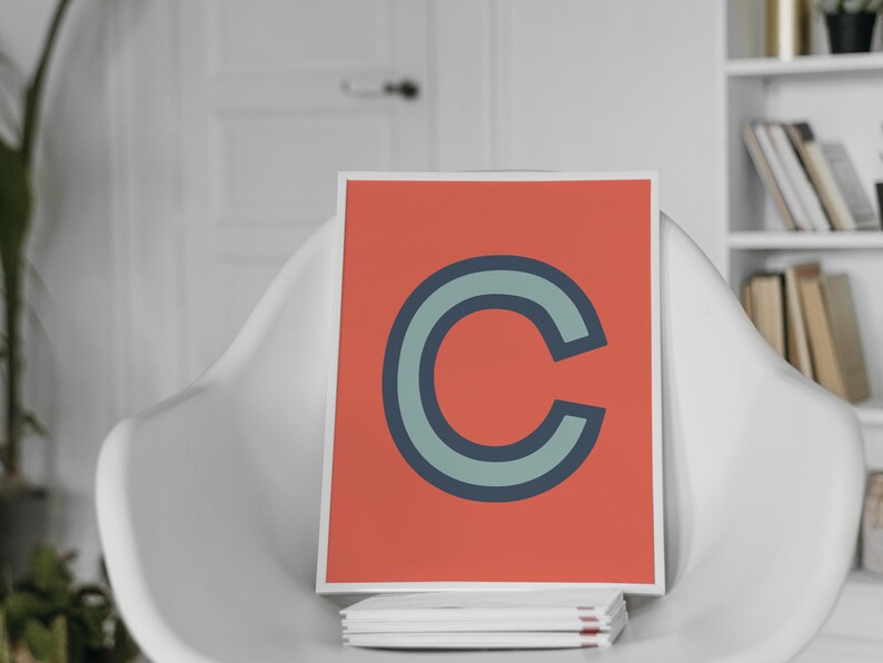 Funky Letter C Print: Colorful Initial Typography (digital Download) - Etsy