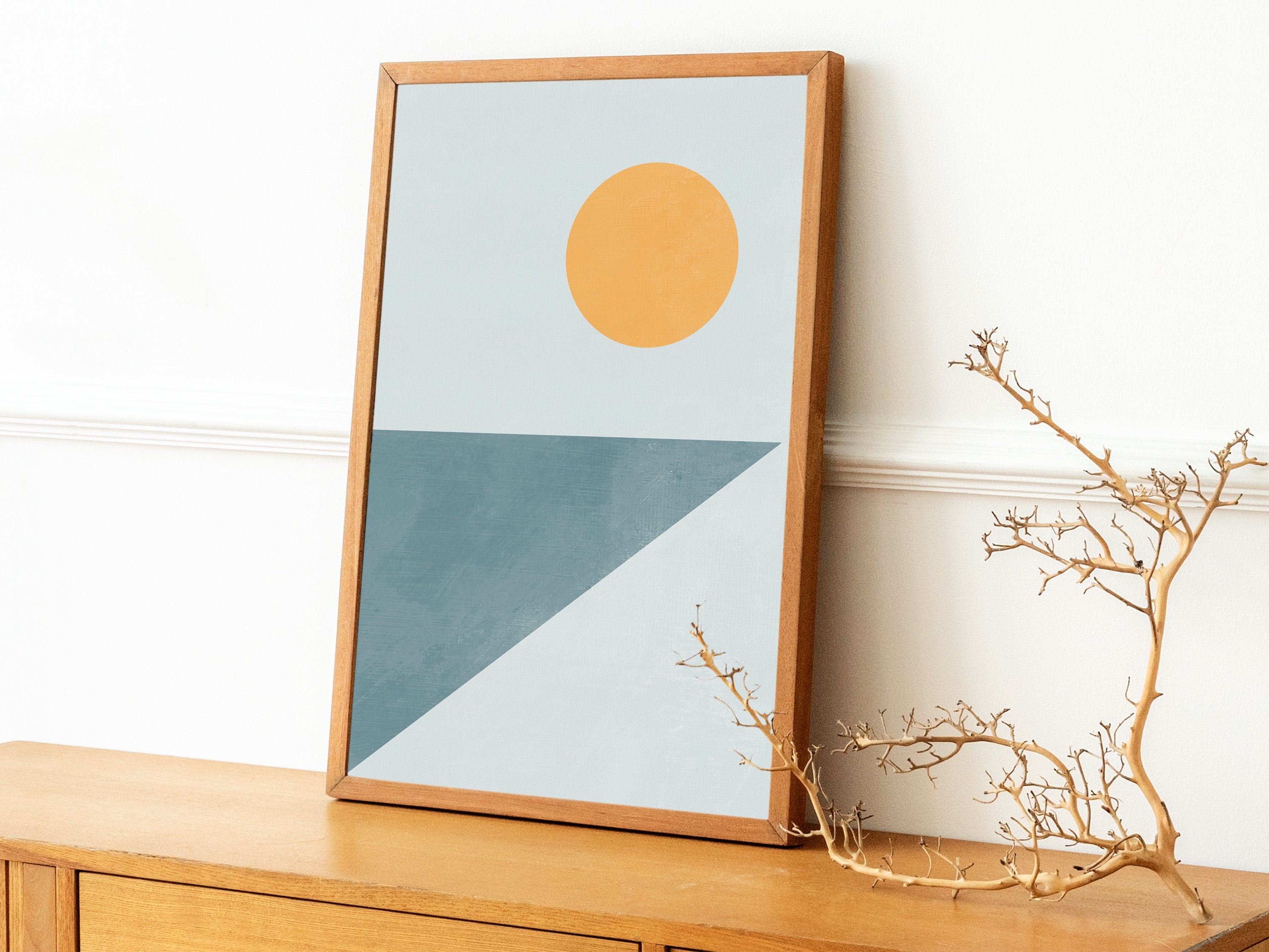Abstract Beach Print: Geometric Sun & Sea Wall Art (digital Download) - Etsy