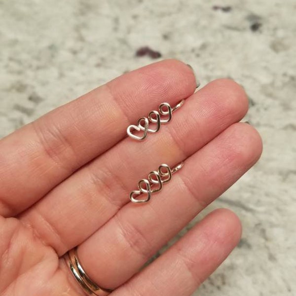 Three Heart Earrings - Etsy