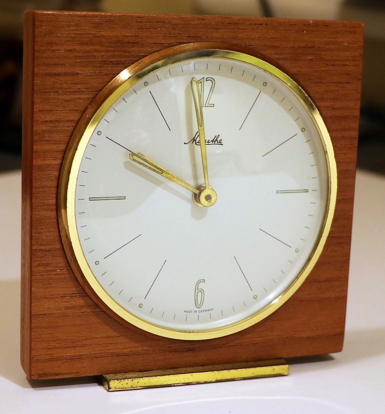 Beautiful Vintage Wood and Brass Table Clock MAUTHE, Germany - Etsy