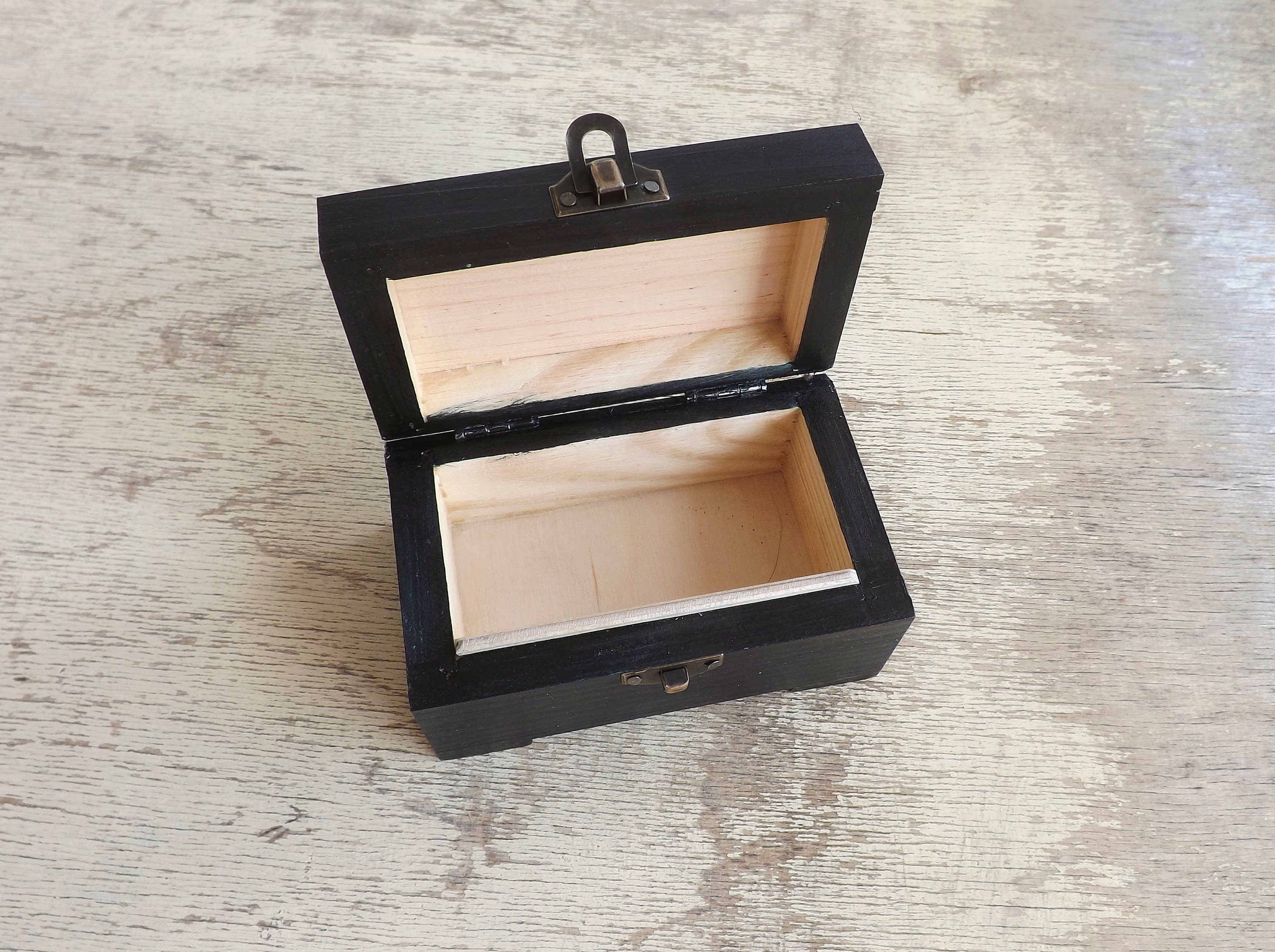 Wooden Tiny Trunk With Moth Hand Painted Custom Small Wood | Etsy