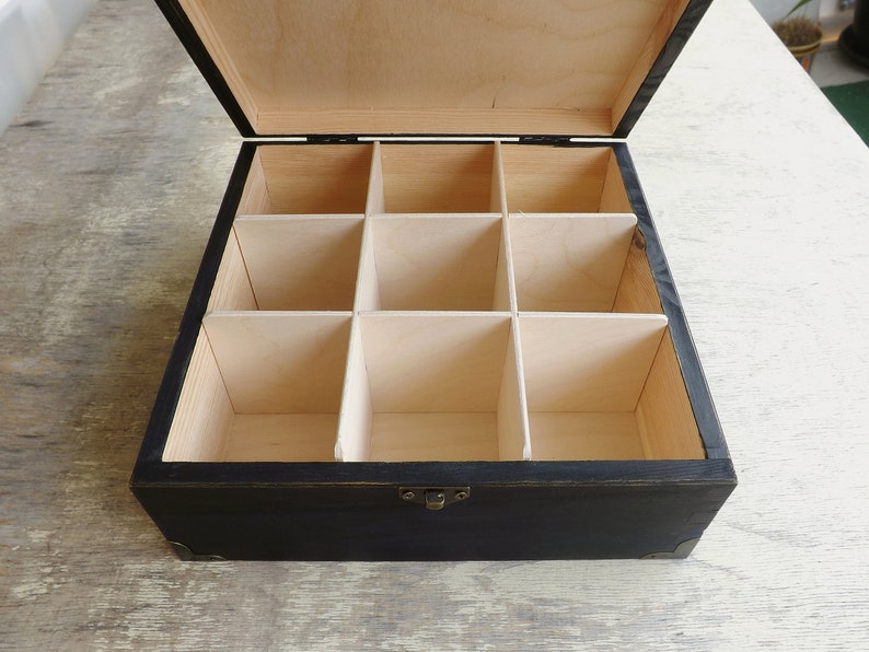 Big Wooden Tea Box Ravens in Blue Hand-paint Custom Wood - Etsy