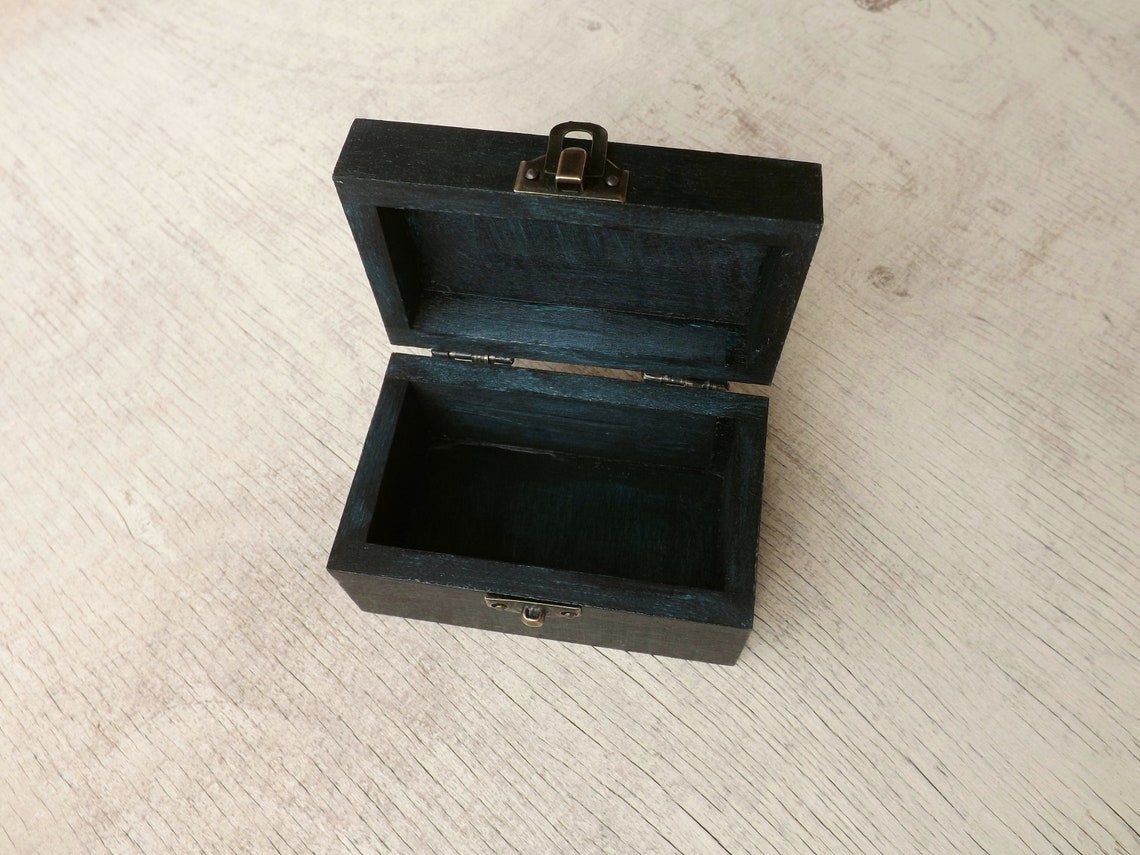 Wooden Tiny Trunk With Moth Hand Painted Custom Small Wood - Etsy