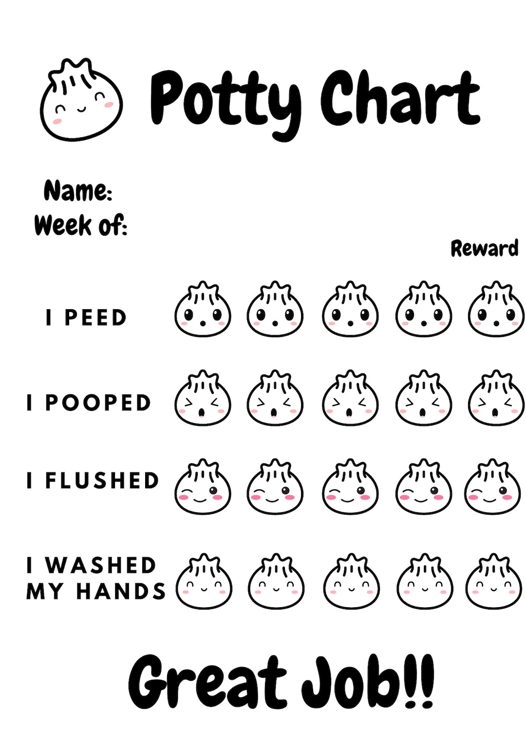 Dumpling Potty Chart-digital File/download - Etsy