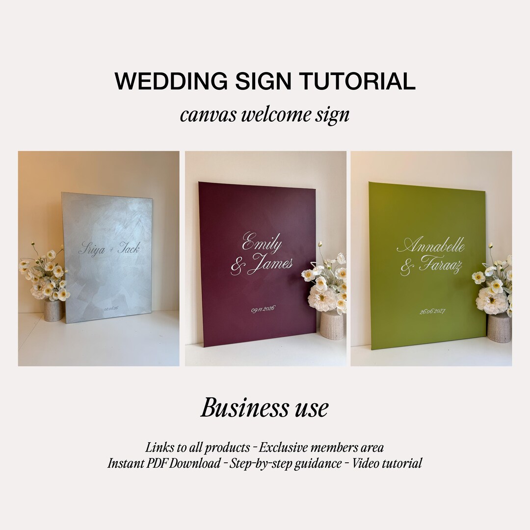 Canvas Wedding Welcome Sign Tutorial - Business Use - Etsy