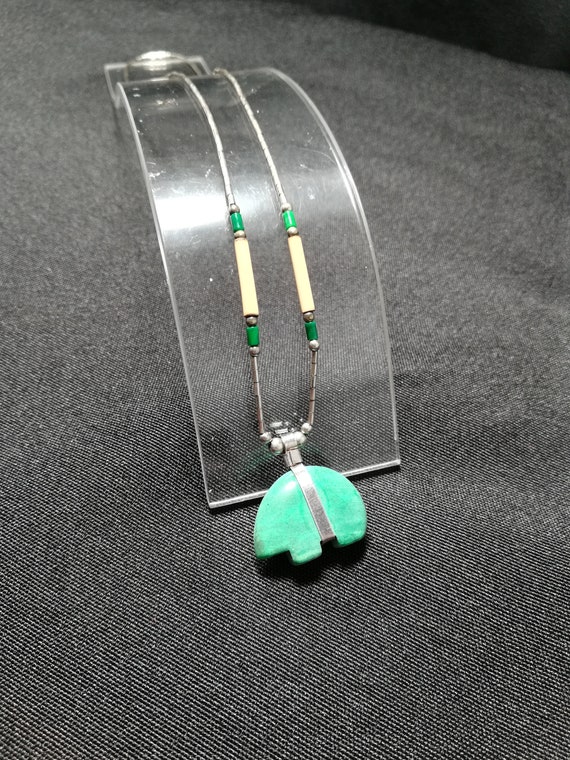 Vintage Malachite Sterling Silver Vale Bear Necklace | Etsy