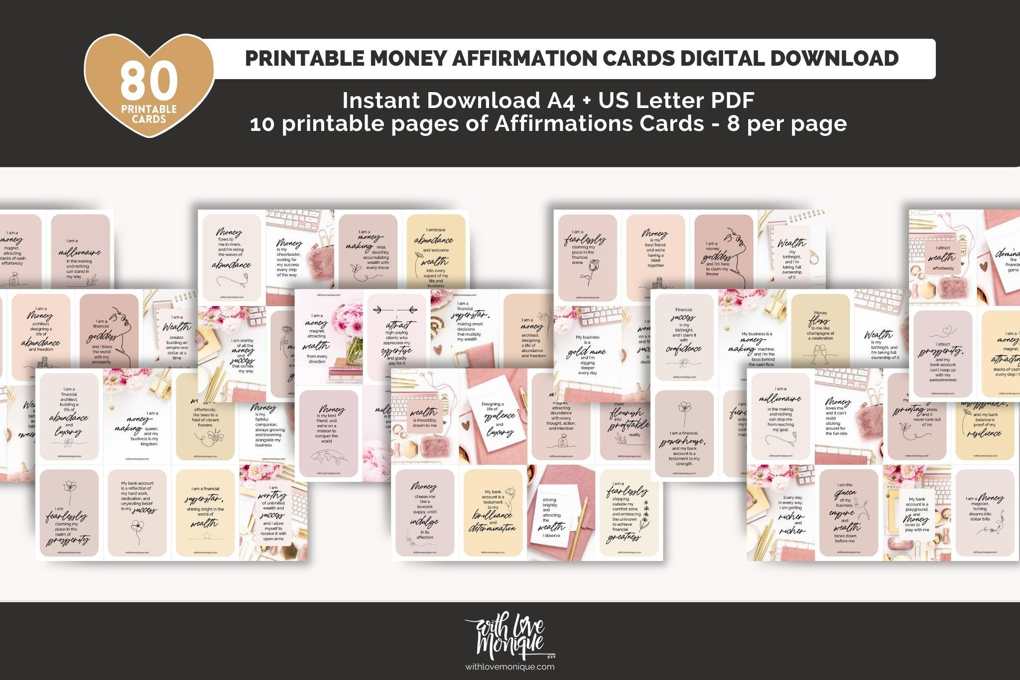 Money Affirmation Printable Cards Digital Download Mindfulness - Etsy