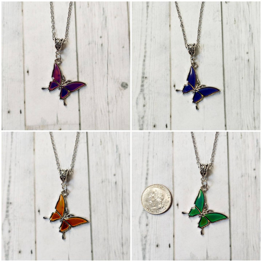 Color Changing Butterfly Mood Necklace - Etsy