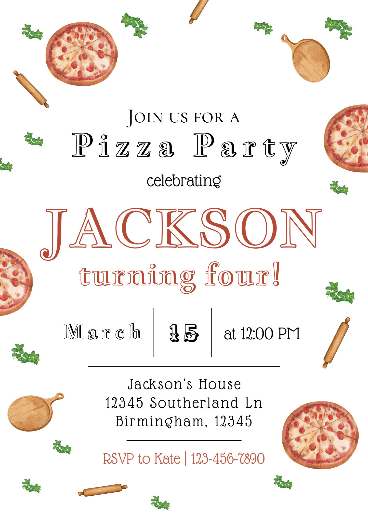 Pizza Birthday Party Invite Pizza Party Invite Instant Download ...