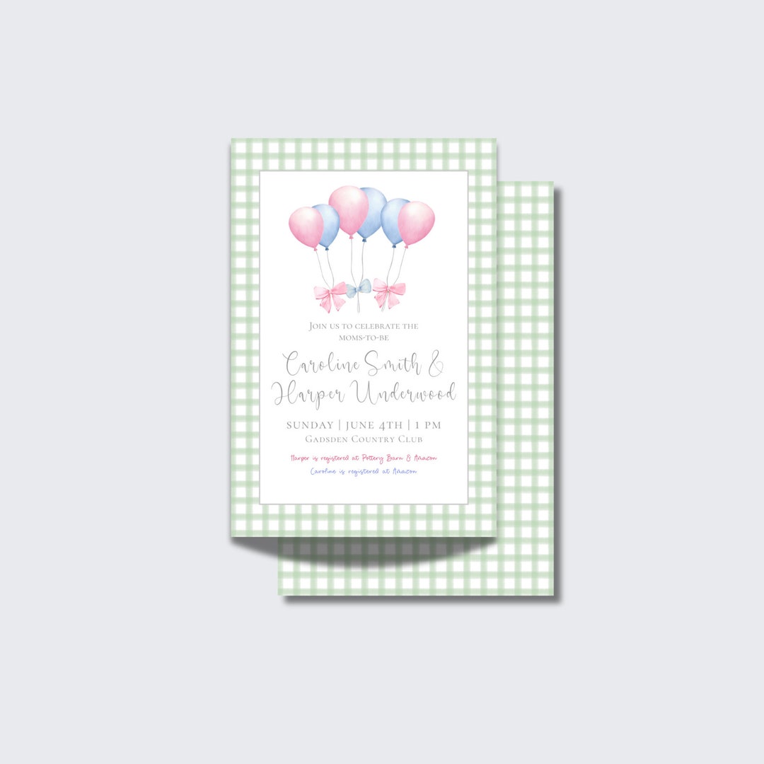 Joint Baby Shower Invitation Template | Double Baby Shower Invitation ...