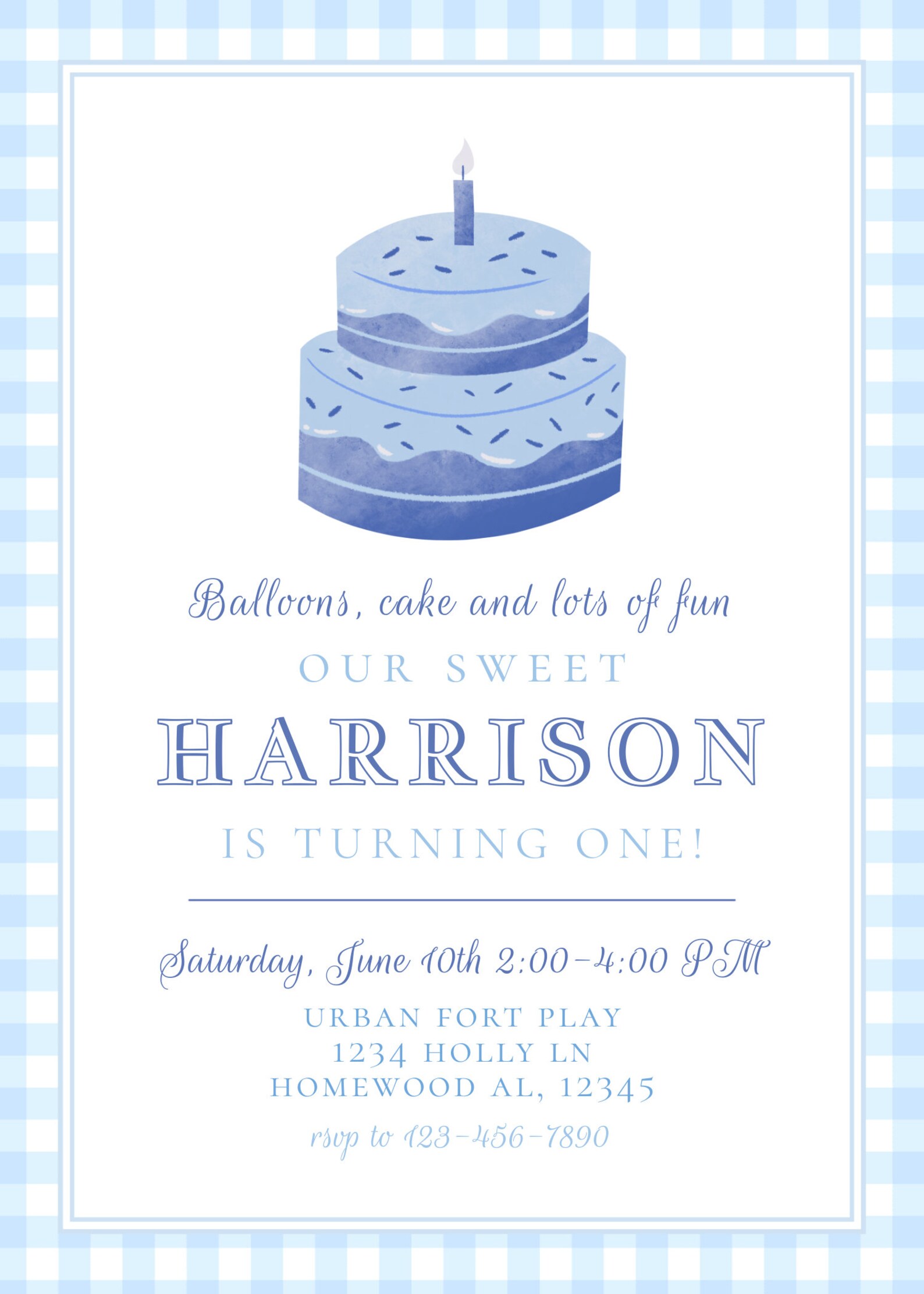 Classic First Birthday Boy | Blue Watercolor Birthday Invite | Instant ...