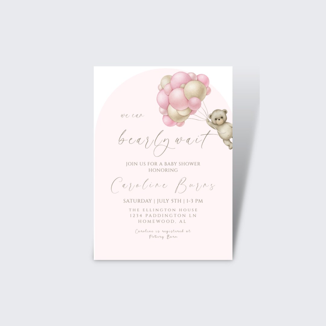 Bearly Wait Baby Shower Invite | Bear Baby Shower Invite | Download ...