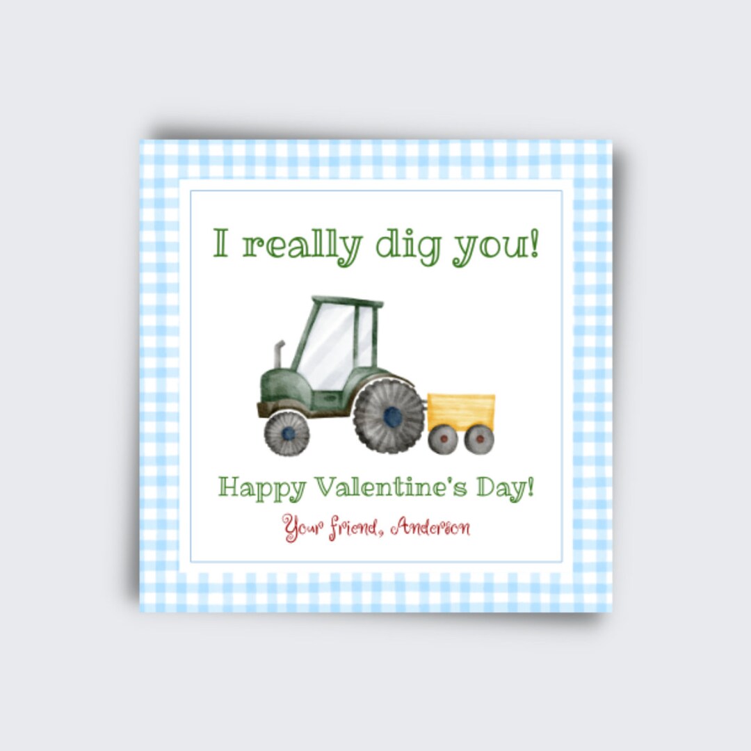 I Dig You Valentine Tag | Tractor Valentine Tag | Instant Download ...