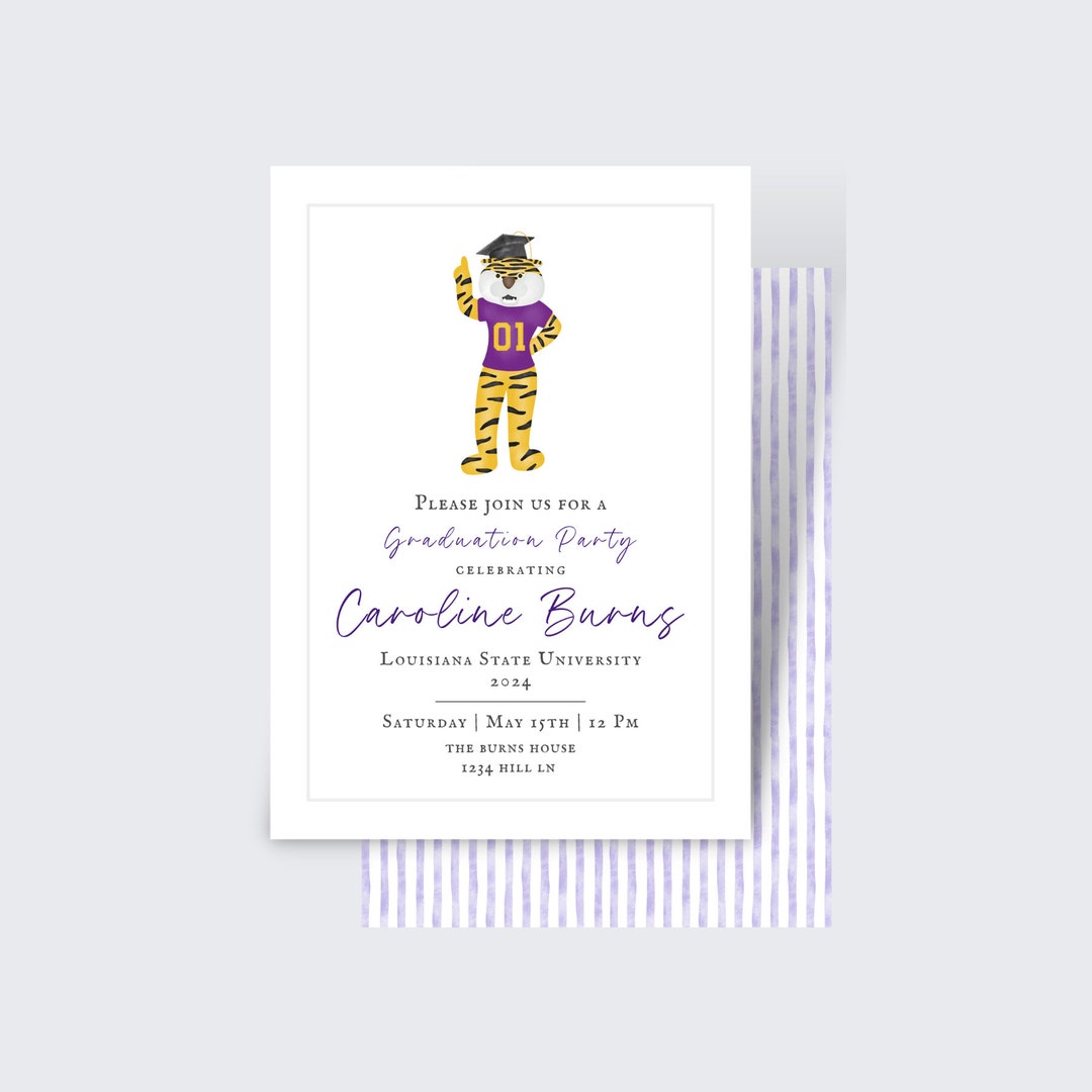Purple and Gold Graduation Invite | Tiger Graduation | College ...