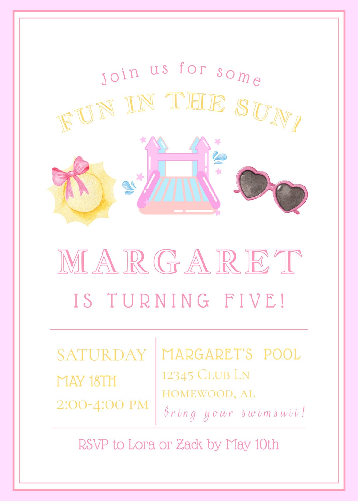 Pool Party Pink Birthday Invite | Pool Summer Birthday Invite | Summer ...
