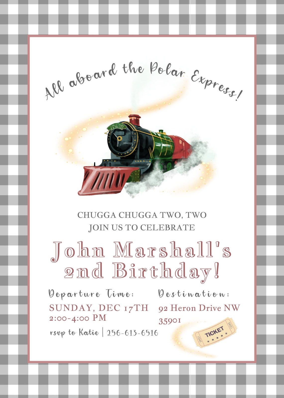 Polar Express Train Birthday Party Invitation, Christmas Winter Party ...
