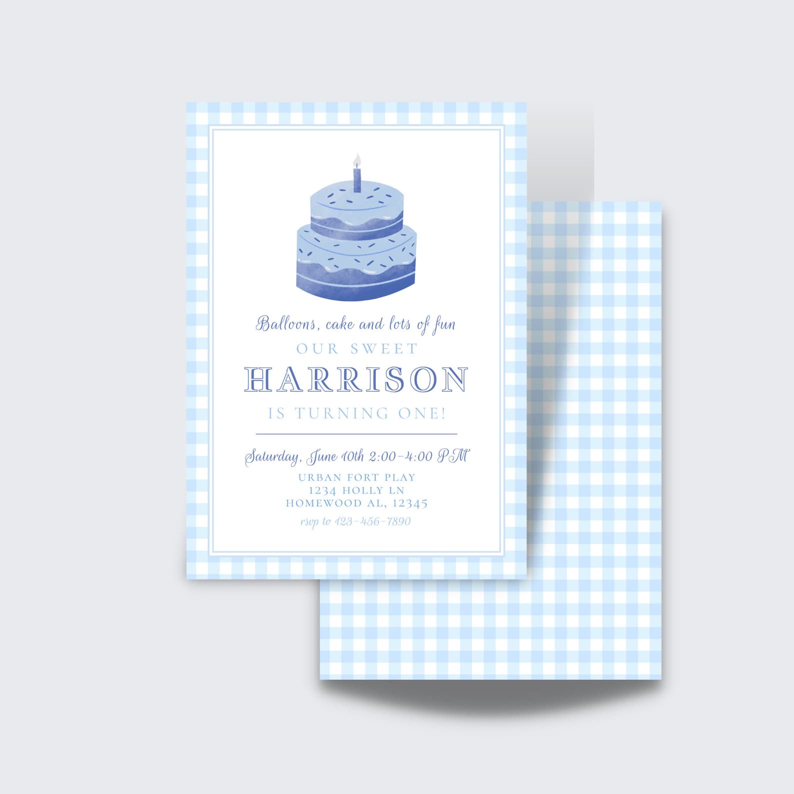 Classic First Birthday Boy | Blue Watercolor Birthday Invite | Instant ...